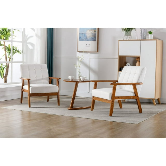 Set of 2 Accent Living Room Chairs with Side Table, Mid Century ...