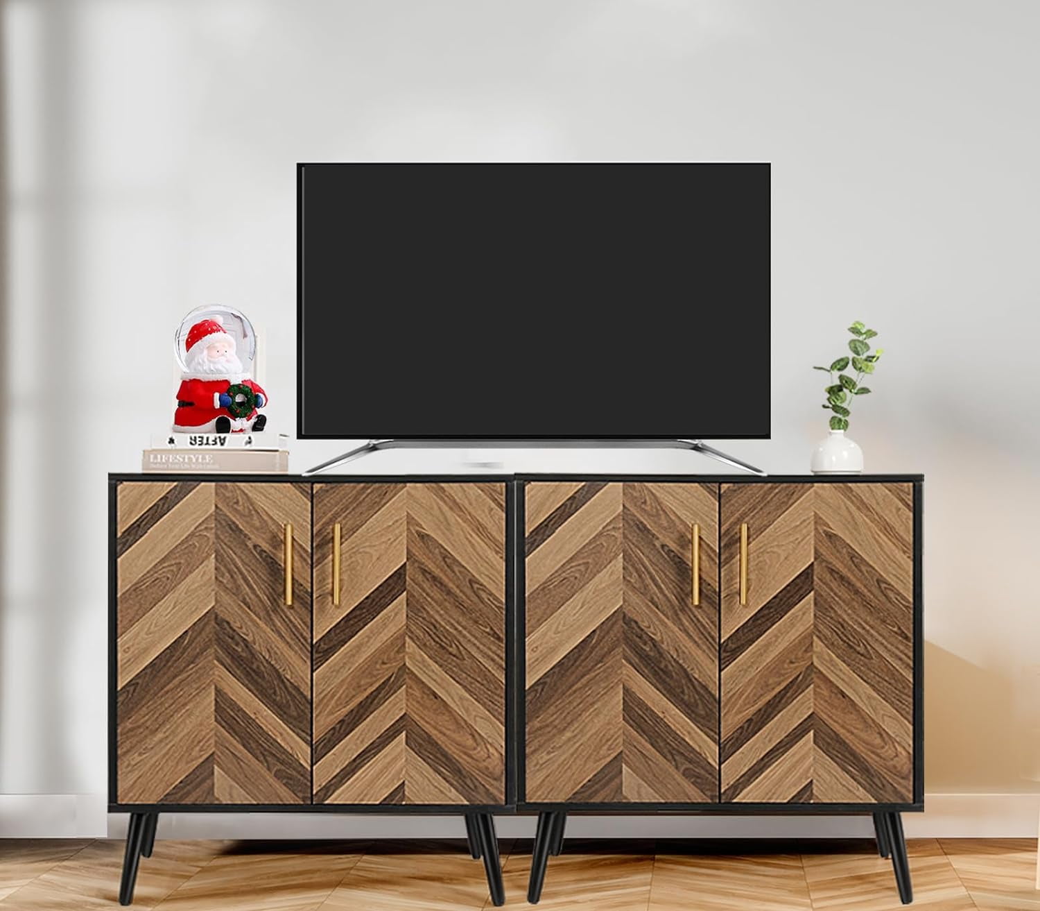 Set of 2 Accent Storage Cabinet with Doors and Shelves - Modern ...