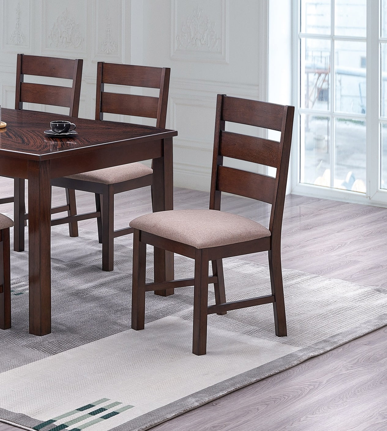 Set of 2 Antique Cherry Solid Rubberwood Dining Chairs | Classic Ladder ...