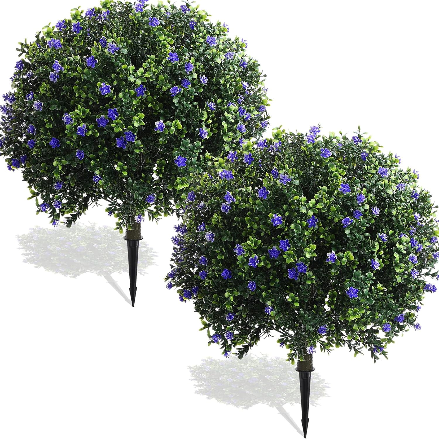 Set of 2 Artificial Boxwood Topiary Ball Tree 27 Inch Outdoor Boxwood ...