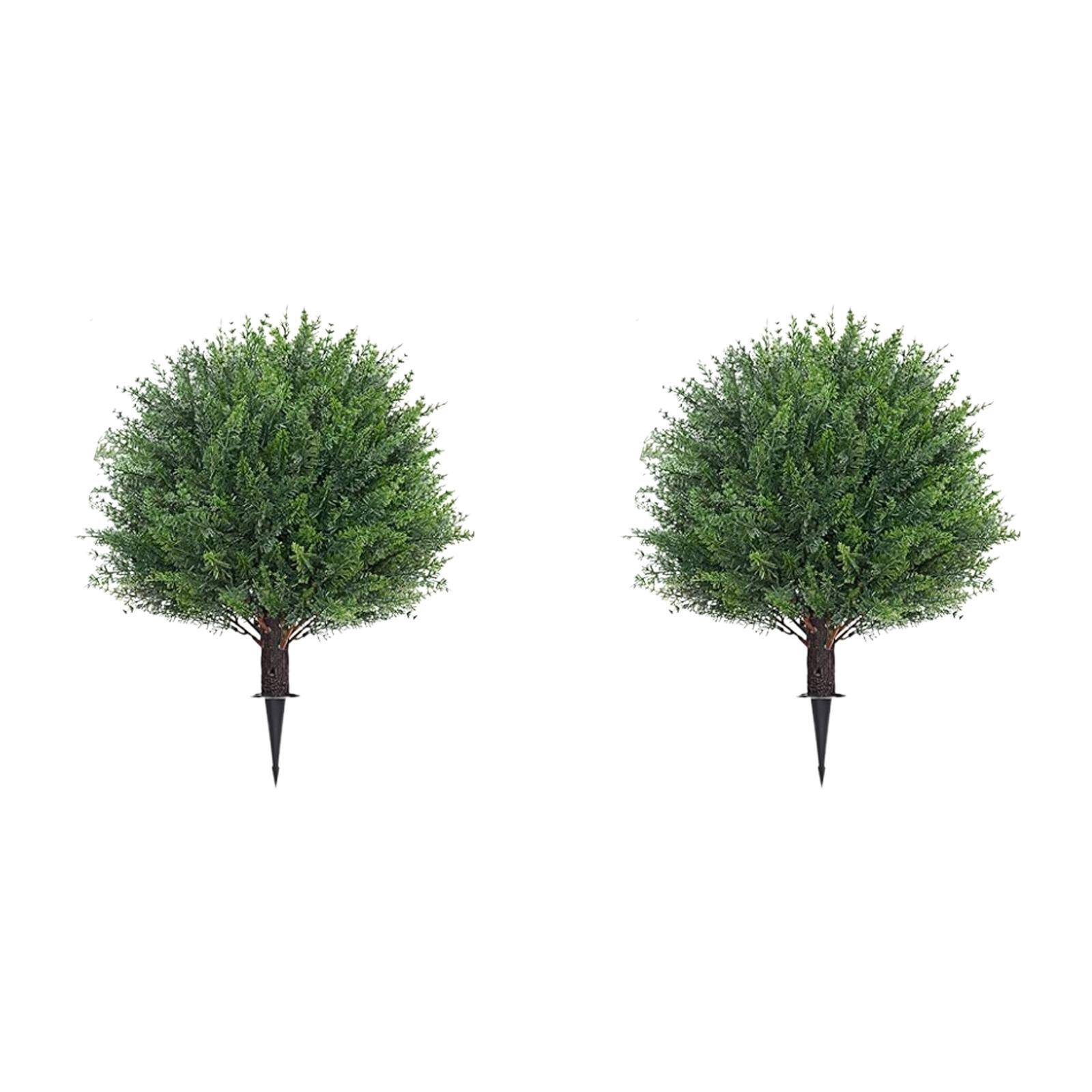 Set of 2 Artificial Boxwood Topiary Ball Trees for Outdoor with Ground ...