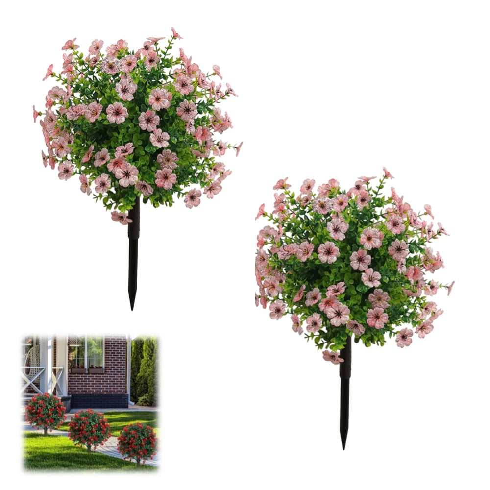 Set of 2 Artificial Boxwood Topiary for Outdoor, Artificial Shrub ...