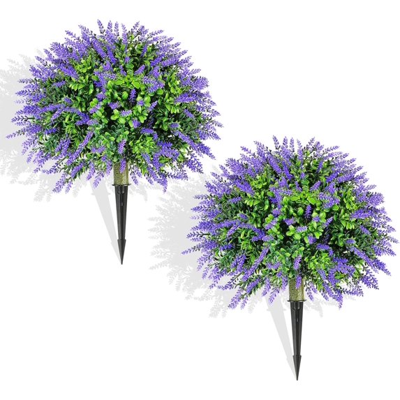 Set of 2 Artificial Christmas Boxwood Topiary Ball Shrubs, 20" UV ...