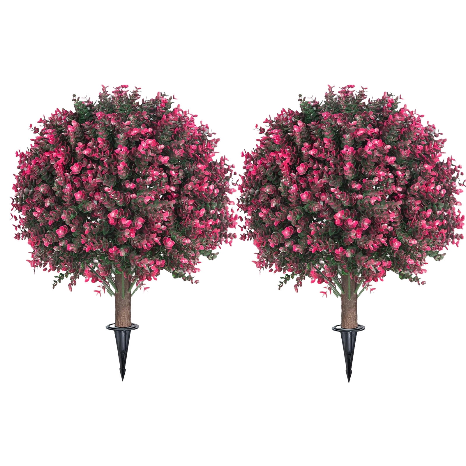 Set of 2 Artificial Rose Boxwood Topiary Ball Bush â Outdoor with ...