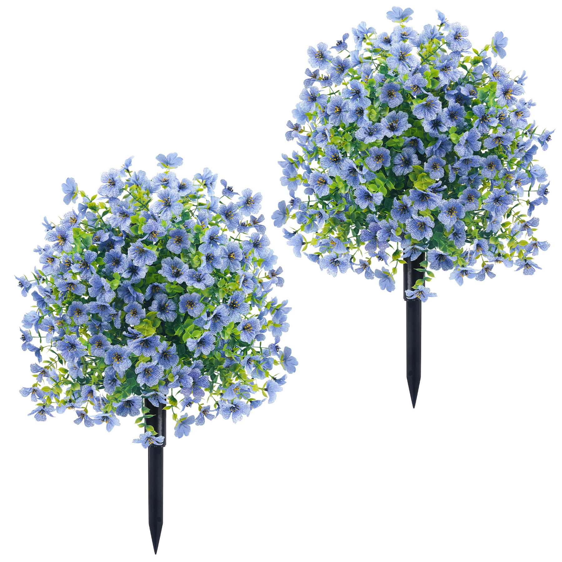 Set of 2 Artificial Violet Ball Topiary Trees with Spikes,UV Resistant ...