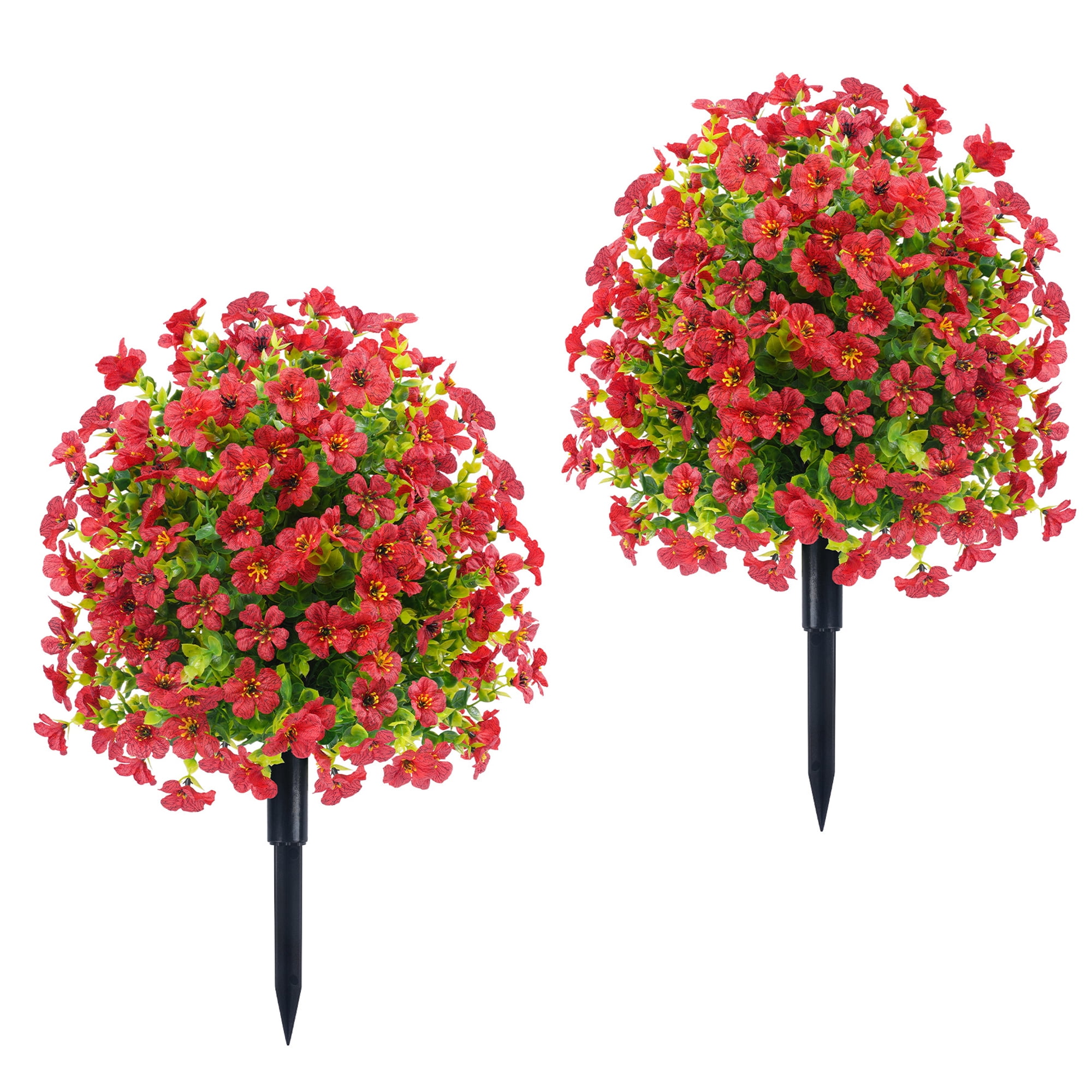 Set of 2 Artificial Violet Ball Topiary Trees with Spikes,UV Resistant ...