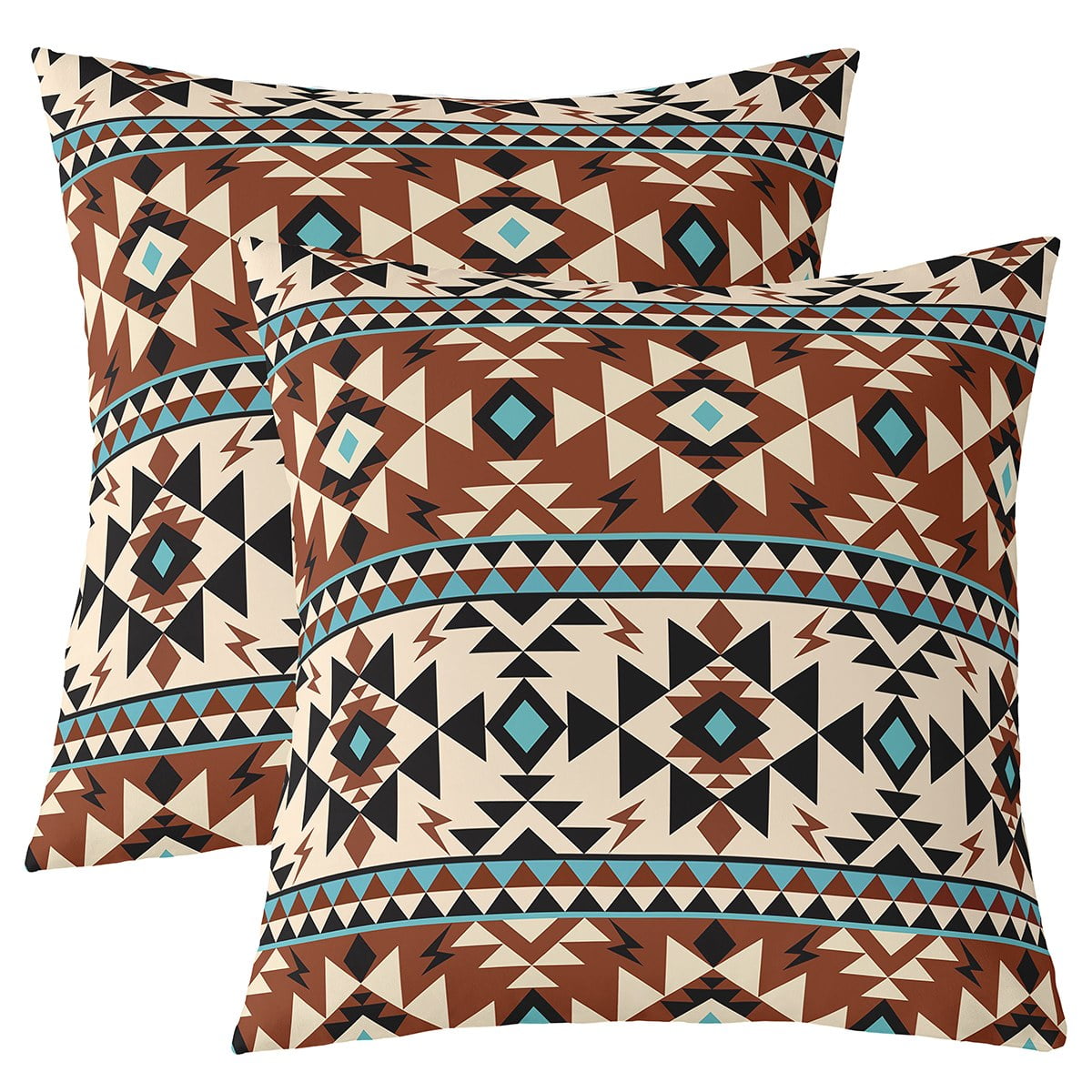 Set of 2 Aztec Patterned Cushion Cases Aztec Aztec Stripes Pillow ...