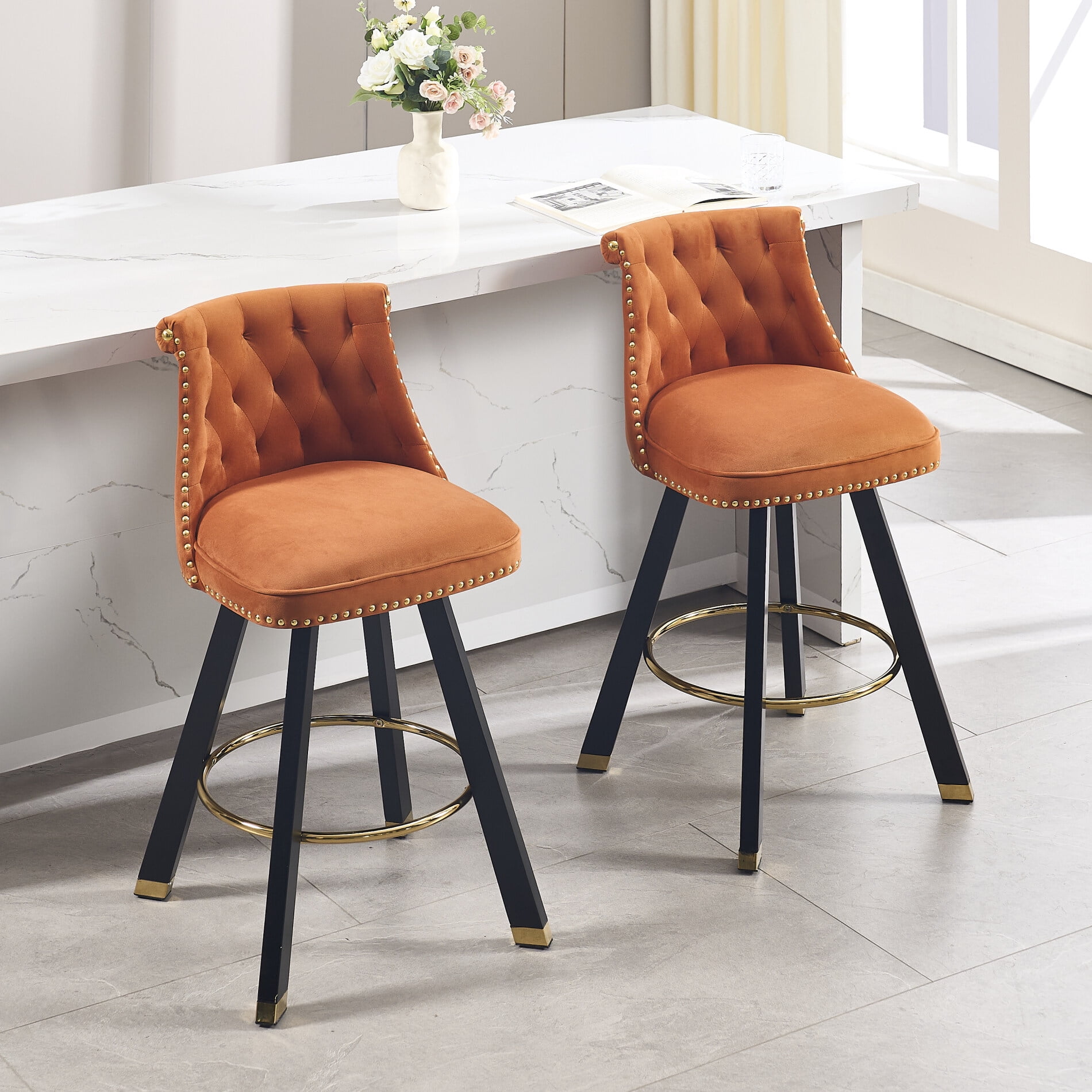 Set of 2,Back pull point design, velvet material, 360 degree rotation ...