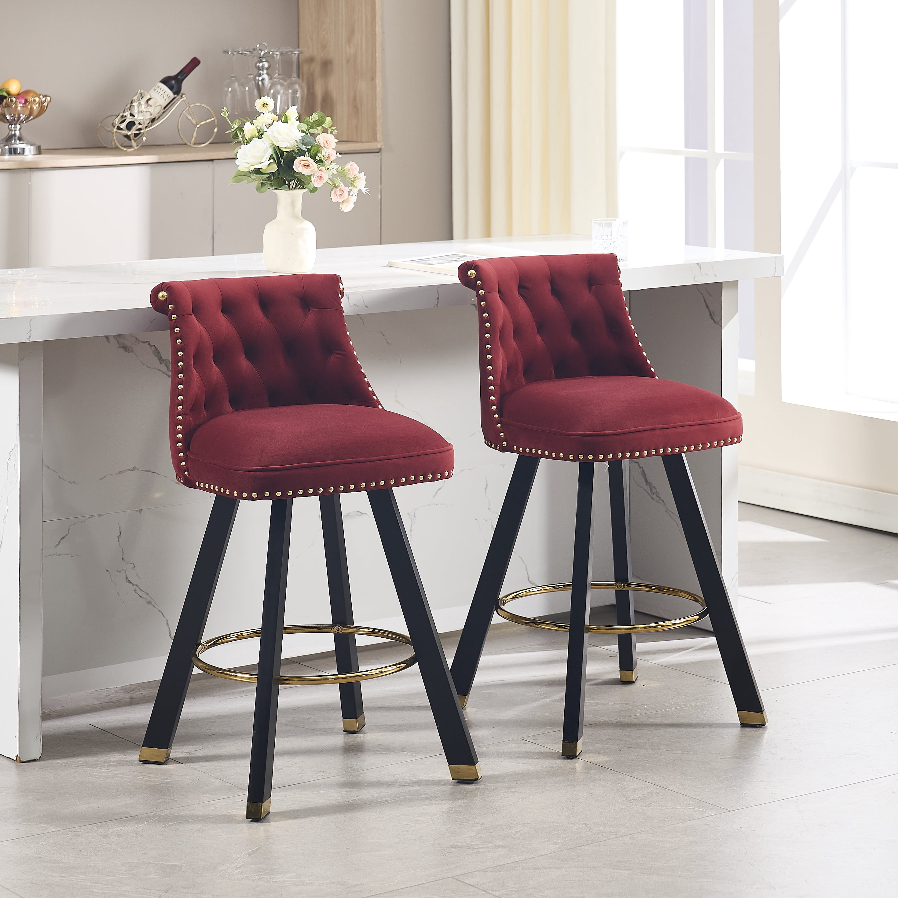 Set of 2,Back pull point design, velvet material, 360 degree rotation ...