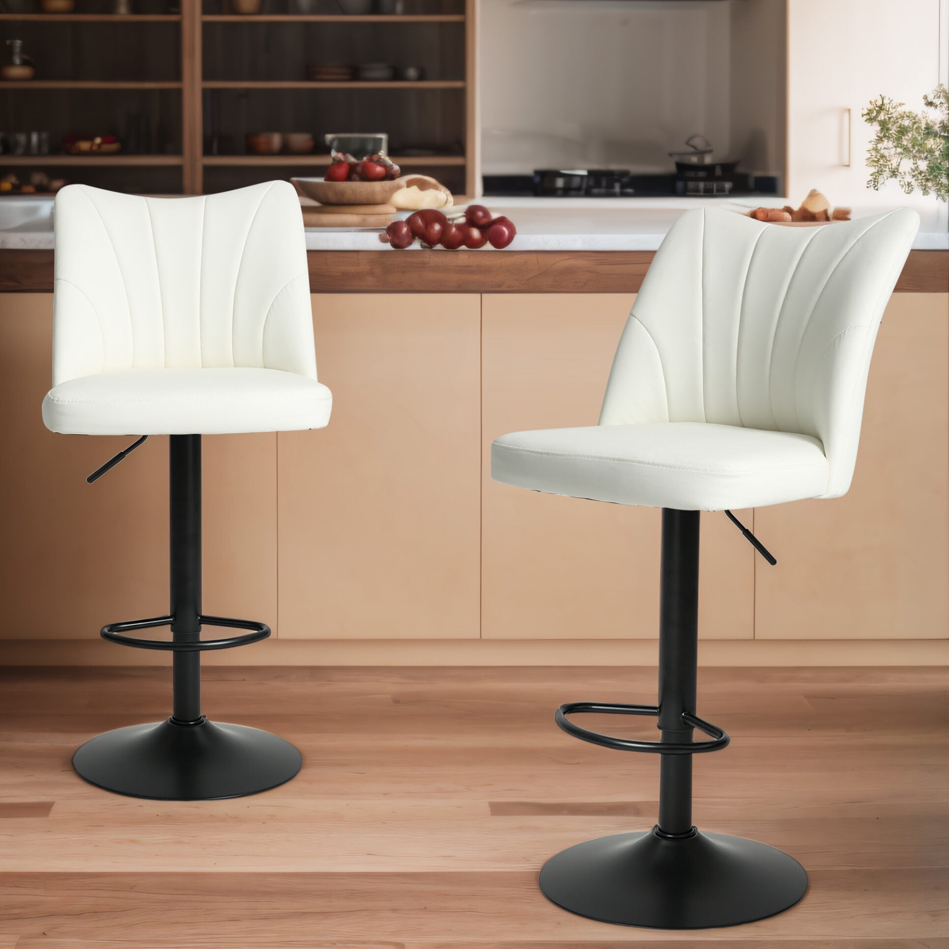 Set of 2 Bar Stool with Swivel Function, Modern Counter Stool with ...