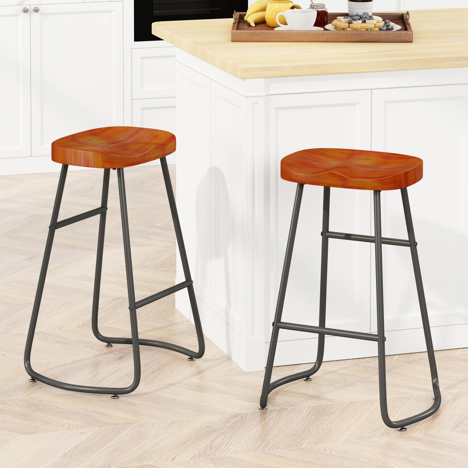 Set of 2 Bar Stools, 29.52''H Counter Height Bar Stools with Thick Pine ...