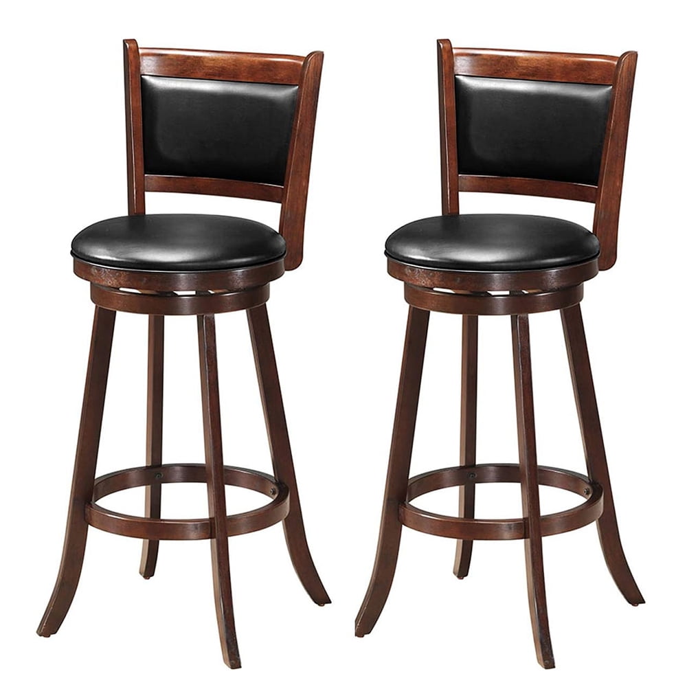 Set of 2 Bar Stools, 360 Degree Swivel, Accent Wooden Swivel Seat with ...