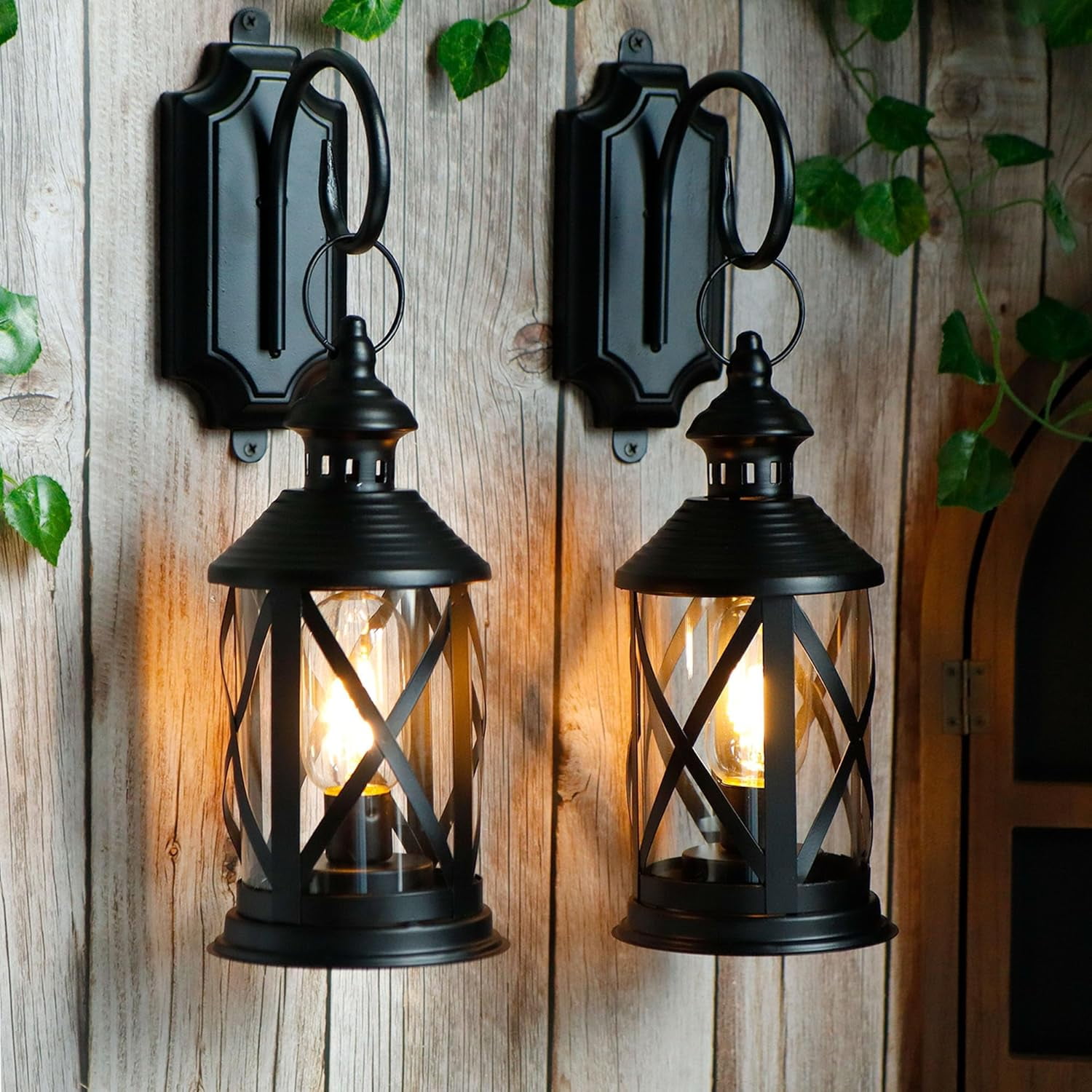 Set of 2 Battery Powered Metal Lamp 10'' Tall Decorative Cordless Table ...