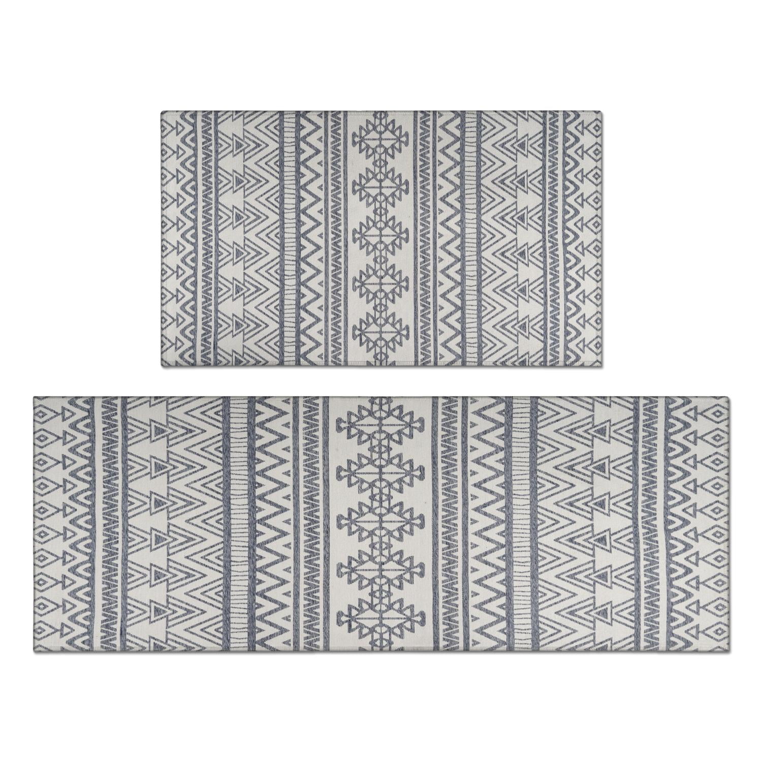 Set of 2 Boho Kitchen Mats - Modern Farmhouse Rugs with Non-Skid ...