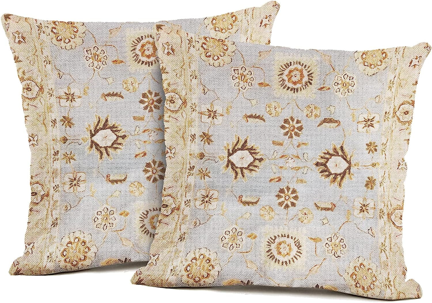 Set of 2 Boho Pillow Covers 18x18 Inch Geometric Tribal Carpet Pattern ...