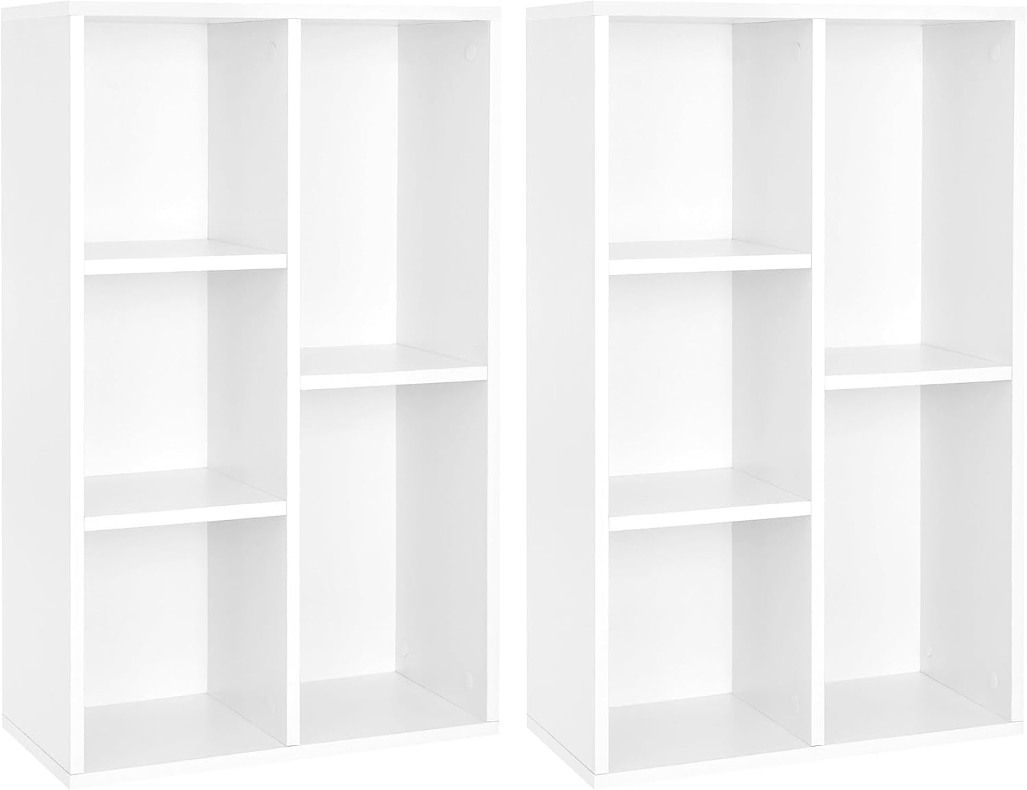 Set of 2 Bookcases, Bookshelves, 5 Compartments, Freestanding Shelves ...