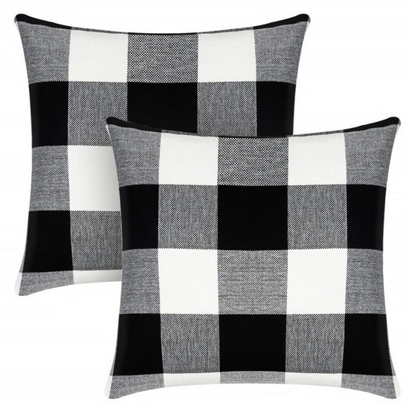 Buffalo Plaid Pillow Covers 18x18 Set of 2 Black and White Outdoor ...