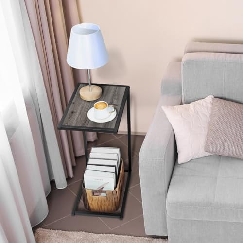 Set of 2 C Shaped End Table, Couch Tables That Slide Under, C Shaped ...