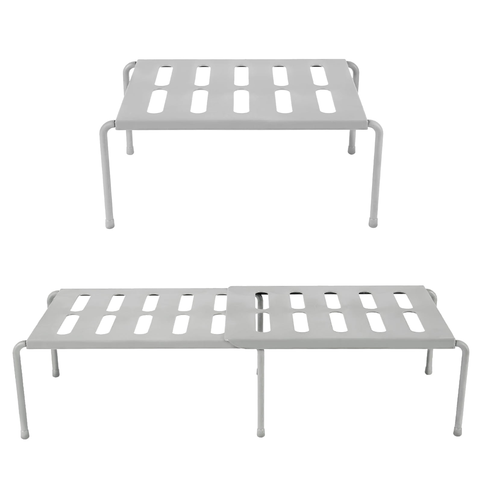 Set of 2 Cabinet Organizer Shelf Stackable Kitchen Counter Shelves ...