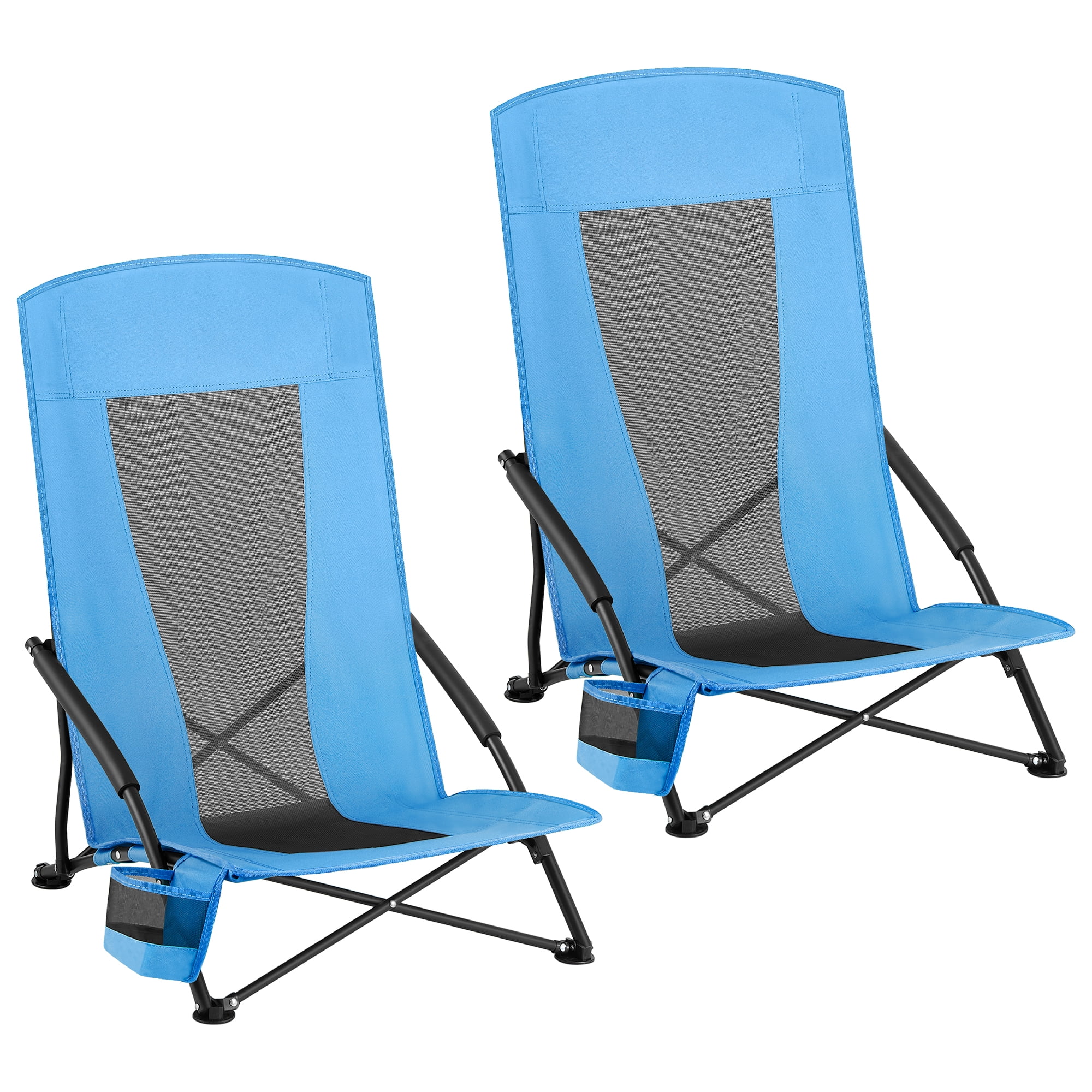 Set of 2 Camping Chairs, Beach Chairs, Portable Outdoor Chairs, with ...