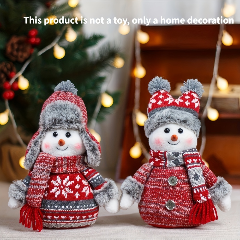 Set of 2 Christmas Snowman Figurines | Corduroy Fabric Seasonal Home ...