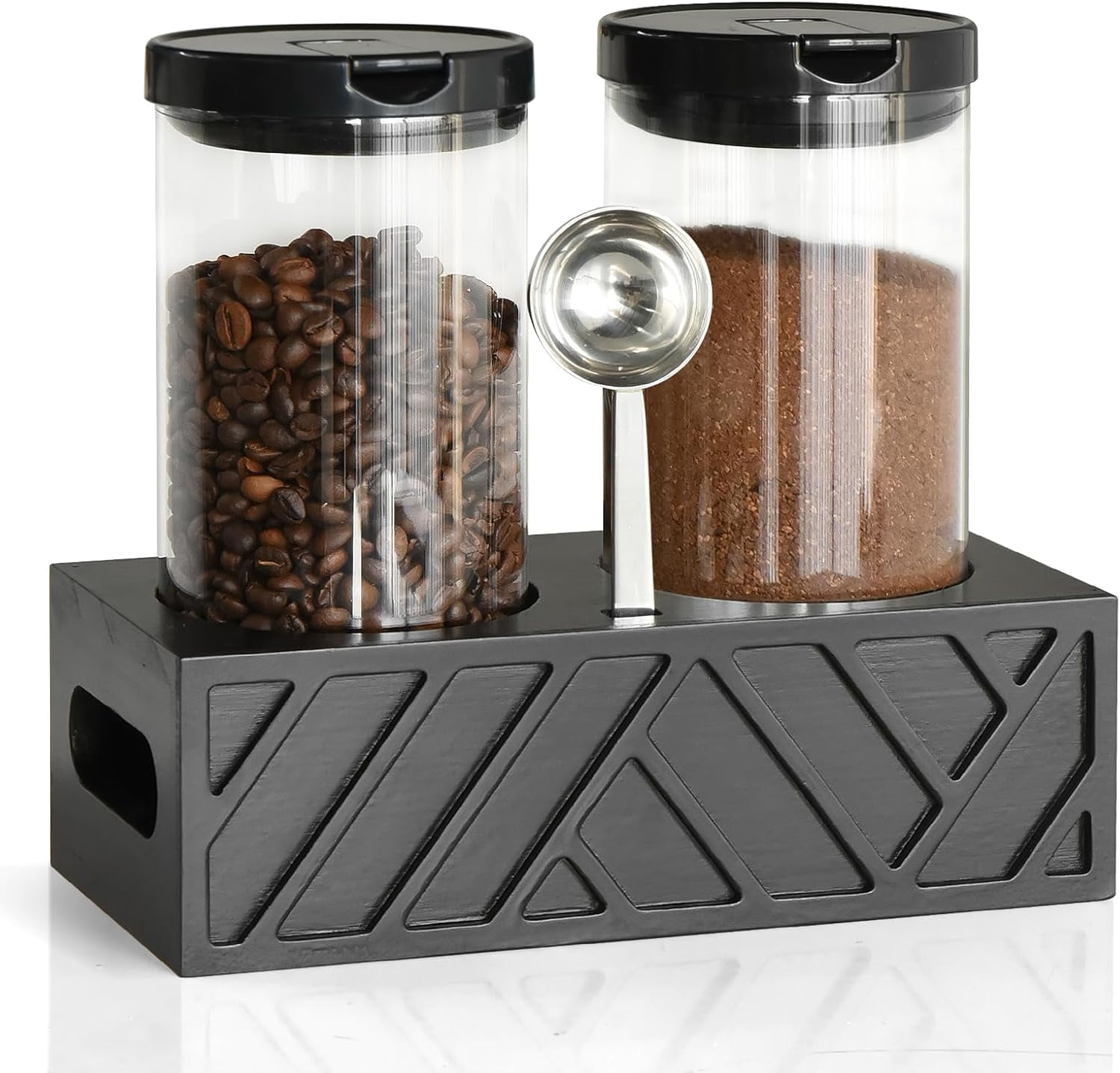 Set of 2 Coffee and Sugar Containers with Shelf for Storage, Air Tight ...