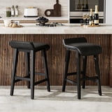 Set of 2 Counter Height Bar Stools, Low-Back Kitchen Bar Chairs with ...