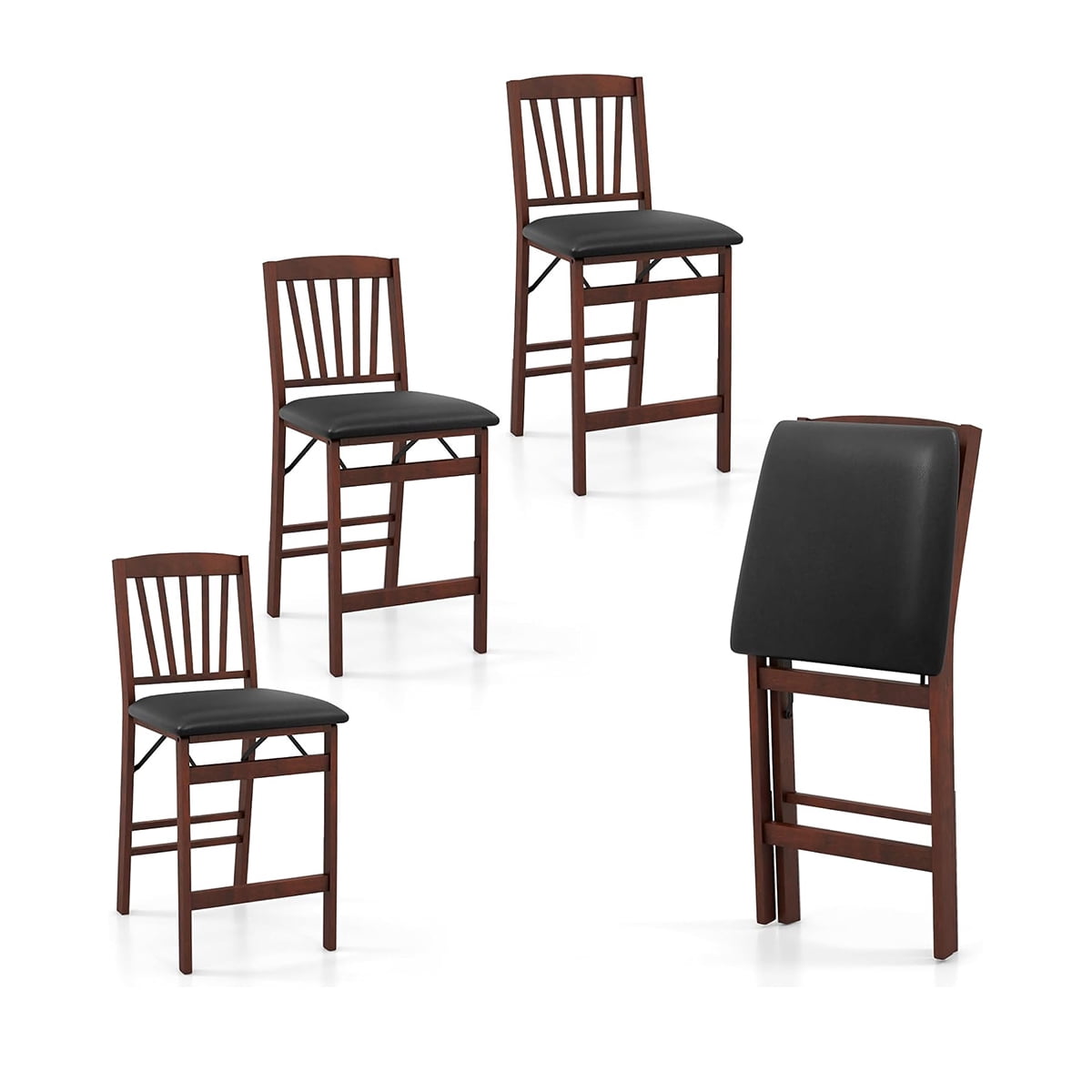 Set of 2 Counter Height Chairs, Bar Stools Set, Folding Kitchen Island ...