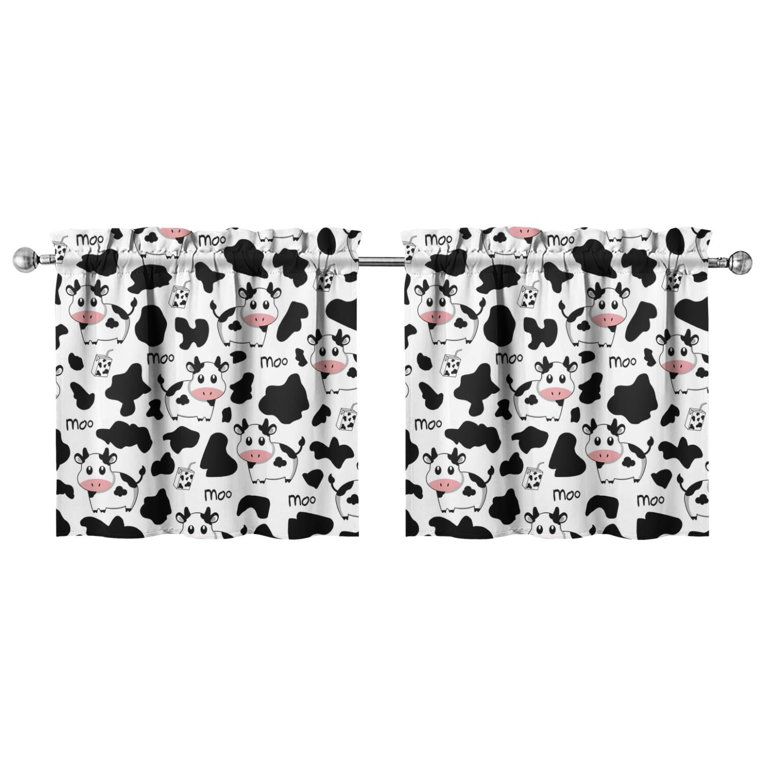 Set of 2 Cow Lovers Kitchen Curtains 27.5W X 24L Inches, Funny Highland ...