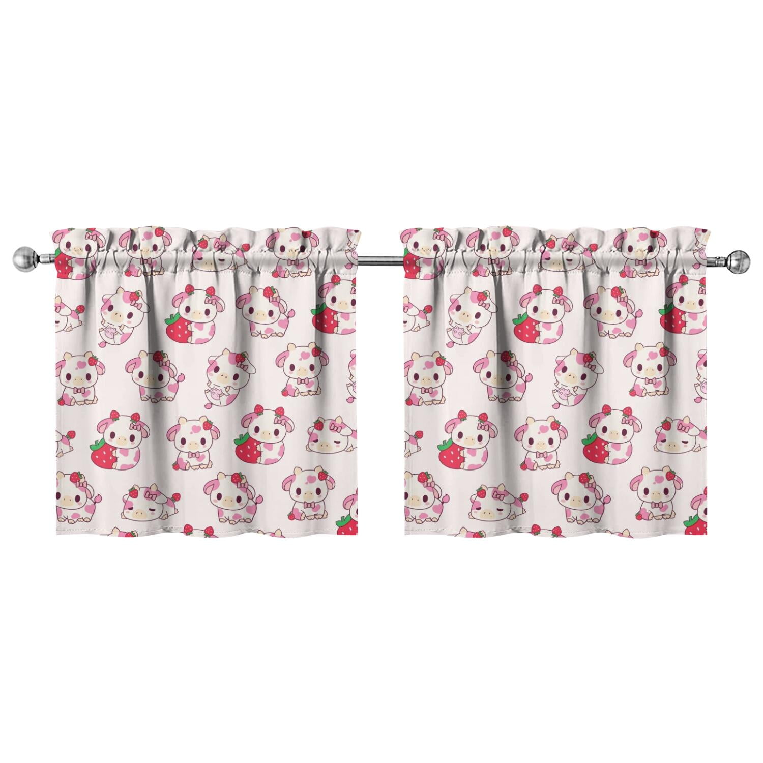 Set of 2 Cow Lovers Kitchen Curtains 27.5W X 24L Inches, Funny Highland ...