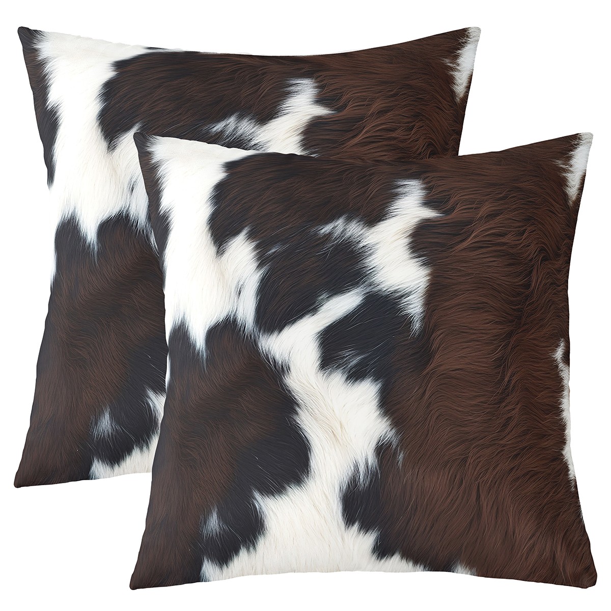 Set of 2 Cow Print Pillow Covers,Western Highland Cowhide Throw Pillow ...