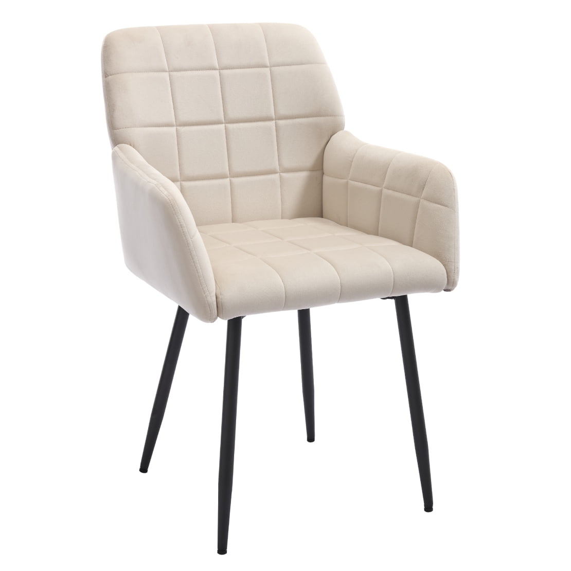Set of 2 Cream Velvet Dining Chairs with Armrests, Versatile Comfort ...