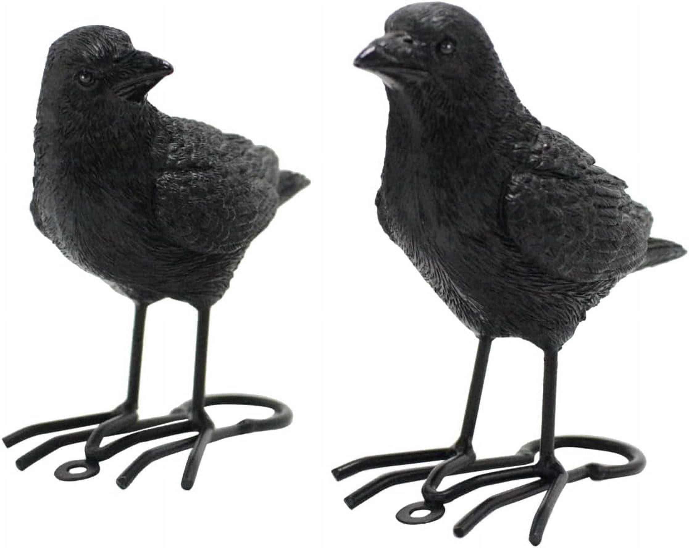 Set of 2 Crow Statues Outdoor Decor for Tree, Resin Bird Figurines Fake ...