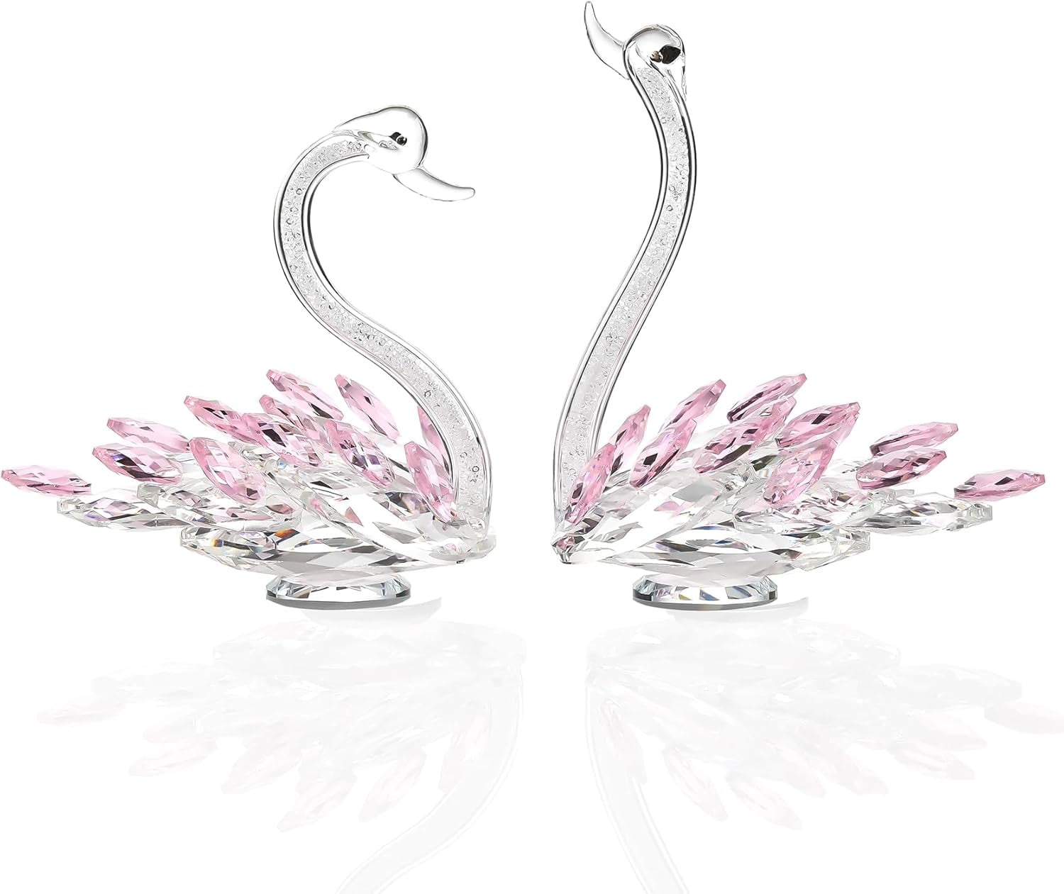 Set of 2 Crystal Pink Swans Wedding Anniversary Gifts for Couple, 6.5 ...
