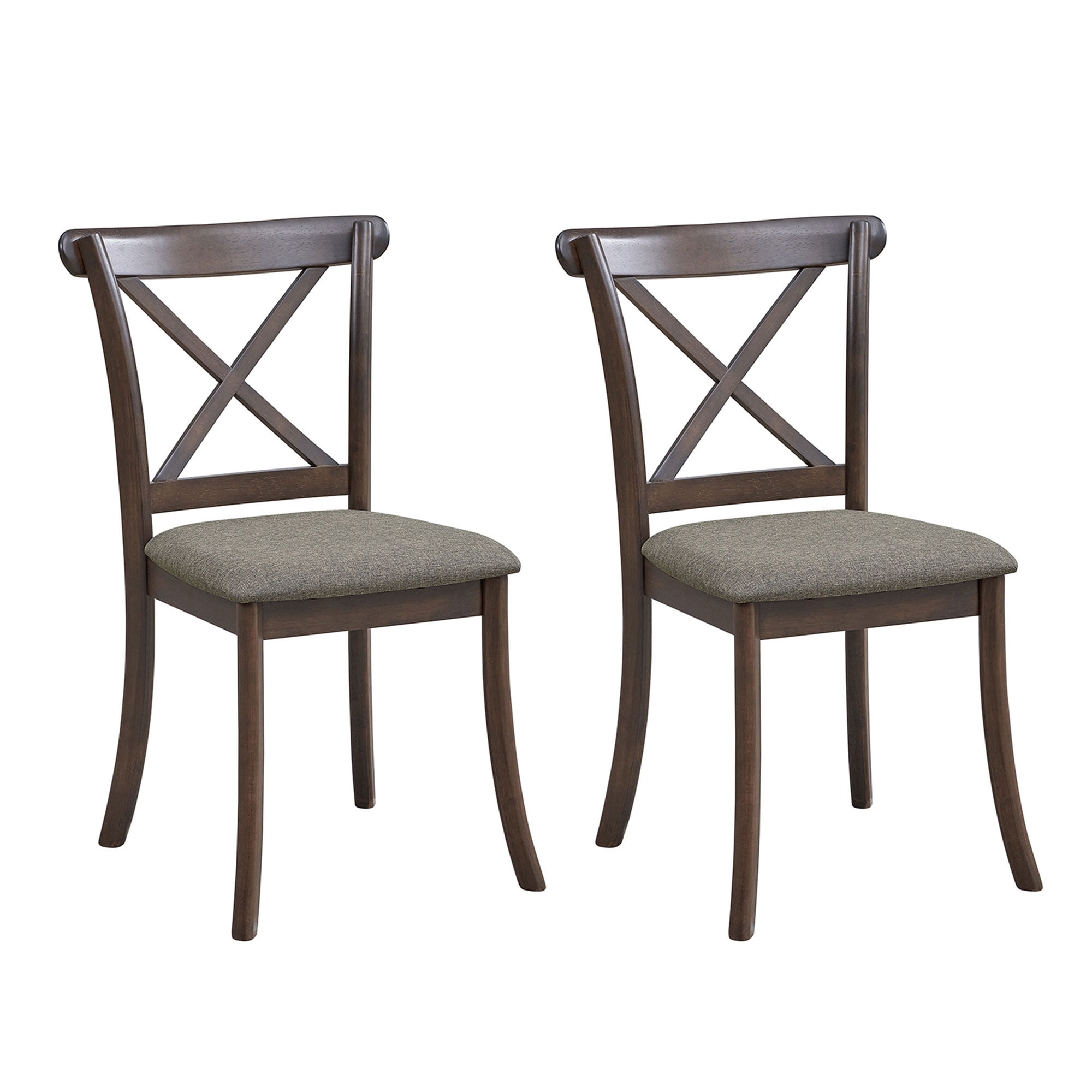 Set of 2 Dark Brown Rubber Wood X Back Dining Chairs - Modern ...