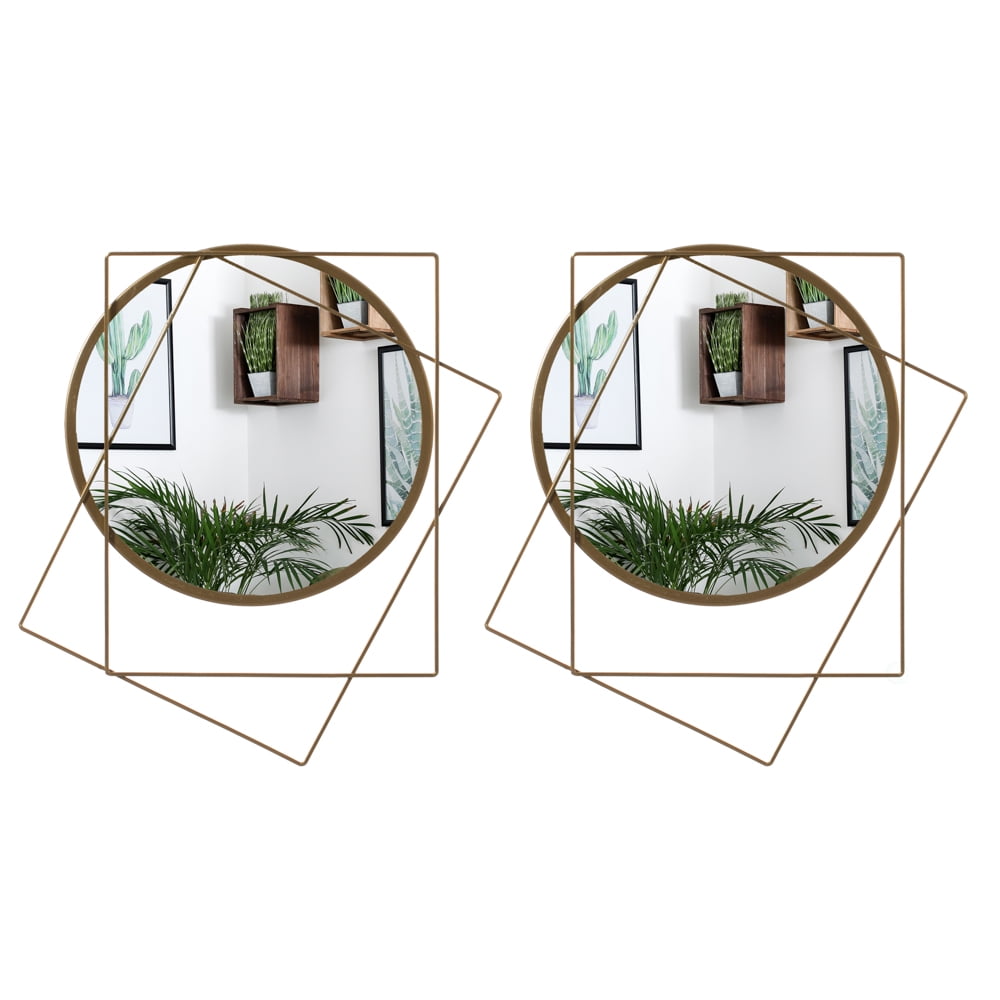 Set of 2 Decorative 20-inch Circle Mirror Featuring 2 Squares Shaped ...