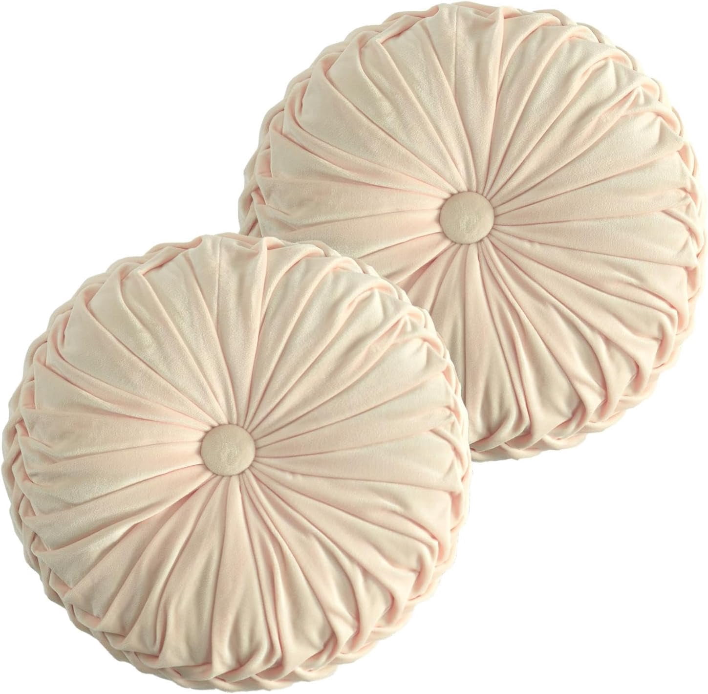 Set of 2 Decorative Round Pleated Throw Pillows, Classy Accent Pumpkin ...