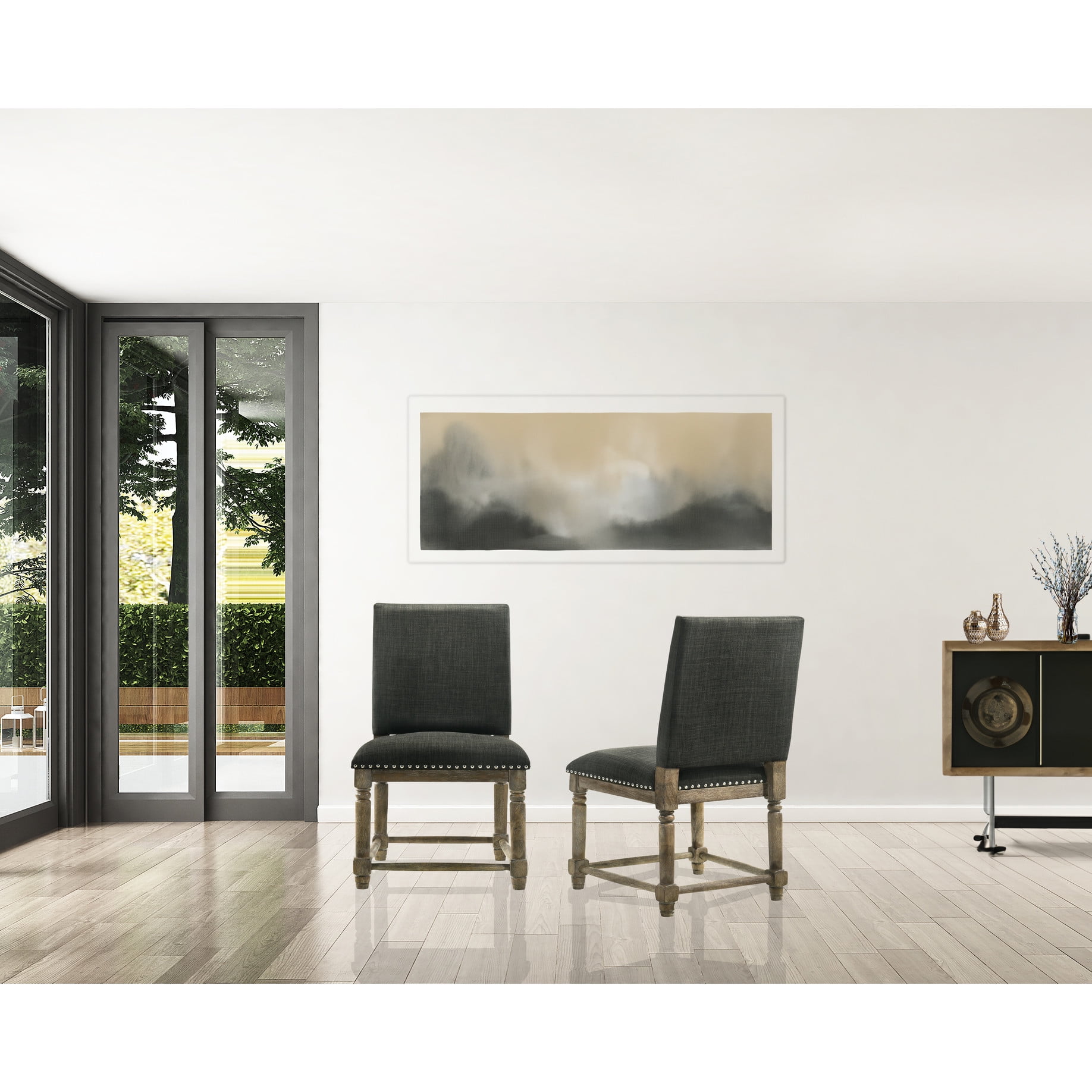Set of 2 Dining Chairs in Gray Fabric | Elevate Dining Experience with ...