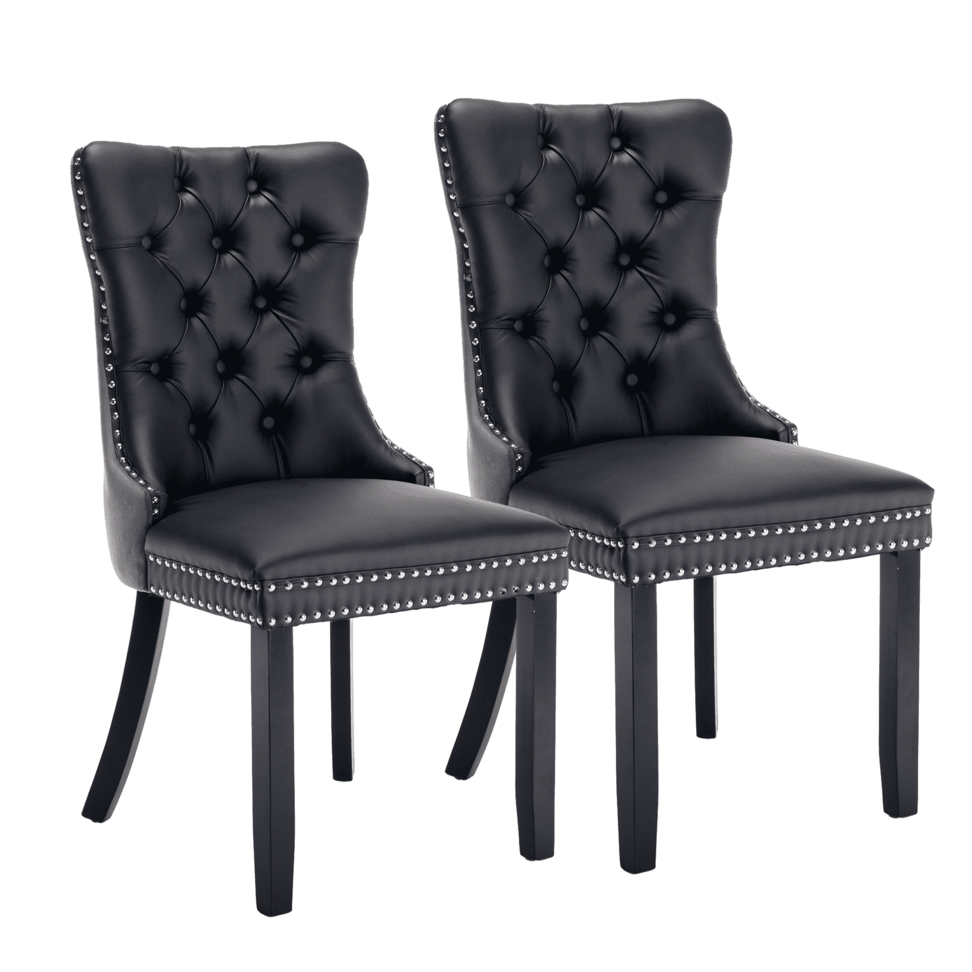 Furnieka Velvet Upholstered Dining Chairs, Tufted Design, Solid Wood ...
