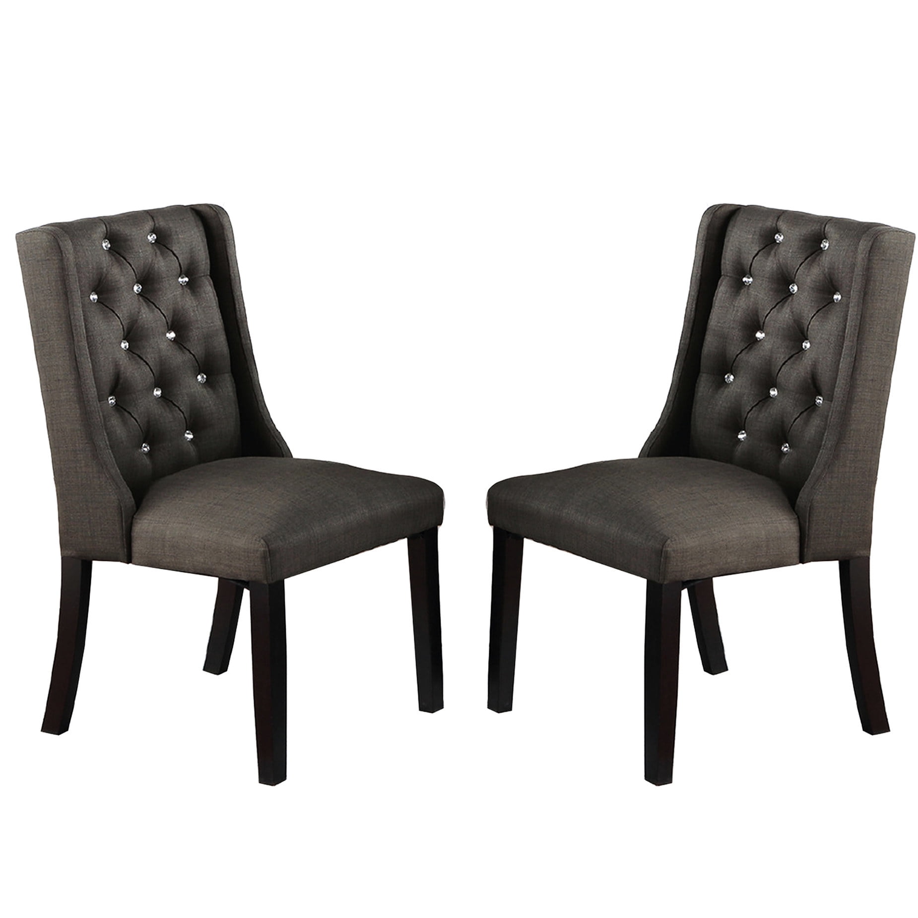 Set of 2 Dining Chairs, Rectangular Shape | Comfortable Tufted Back for ...