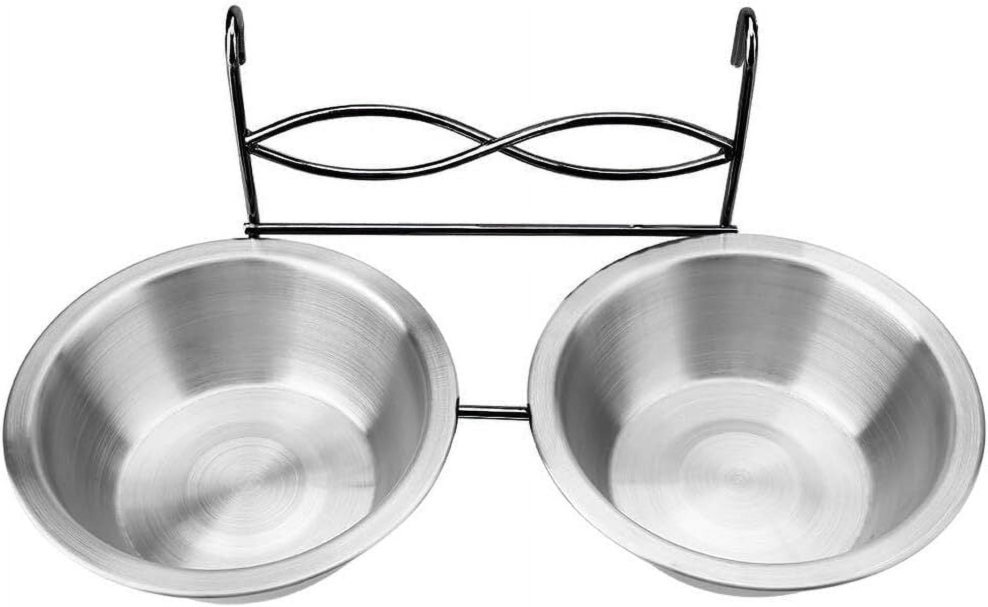 Ruseen Hanging Non-Spill Animal Dishes, Stainless Steel Dog Crate Bowls ...