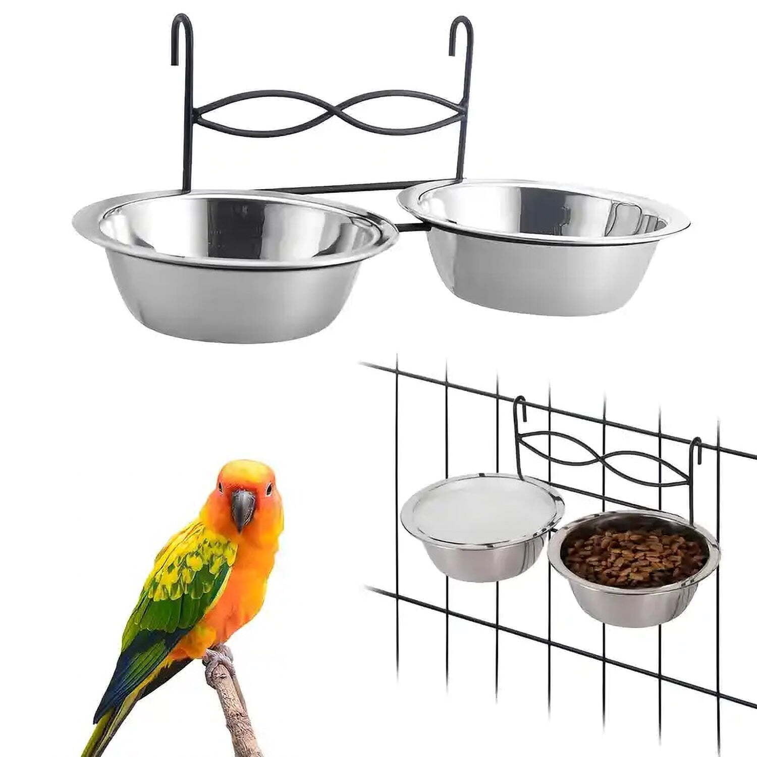 Set of 2 Dog Crate Dog Bowls Hanging, Kennel Water Bowl, Dog Crate ...