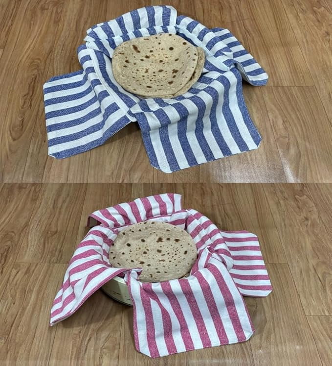 Set of 2 Double Layer Roti Clothes Wrap with Flaps Casement Cotton ...
