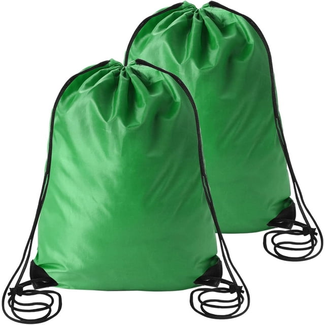 Set of 2 Drawstring Bags PE Bags Drawstring Gym Bag Fluorescent Green ...