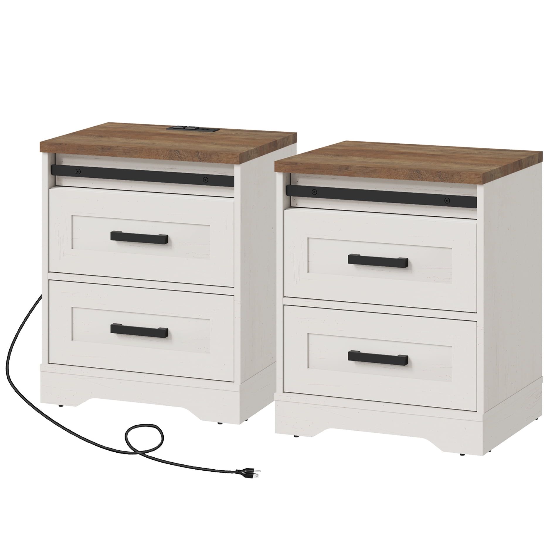 End Table with Charging Station - Nightstand with USB Ports - Walmart.com