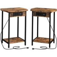 HOMCOM Side Table with Charging Station, Narrow End Table with USB ...