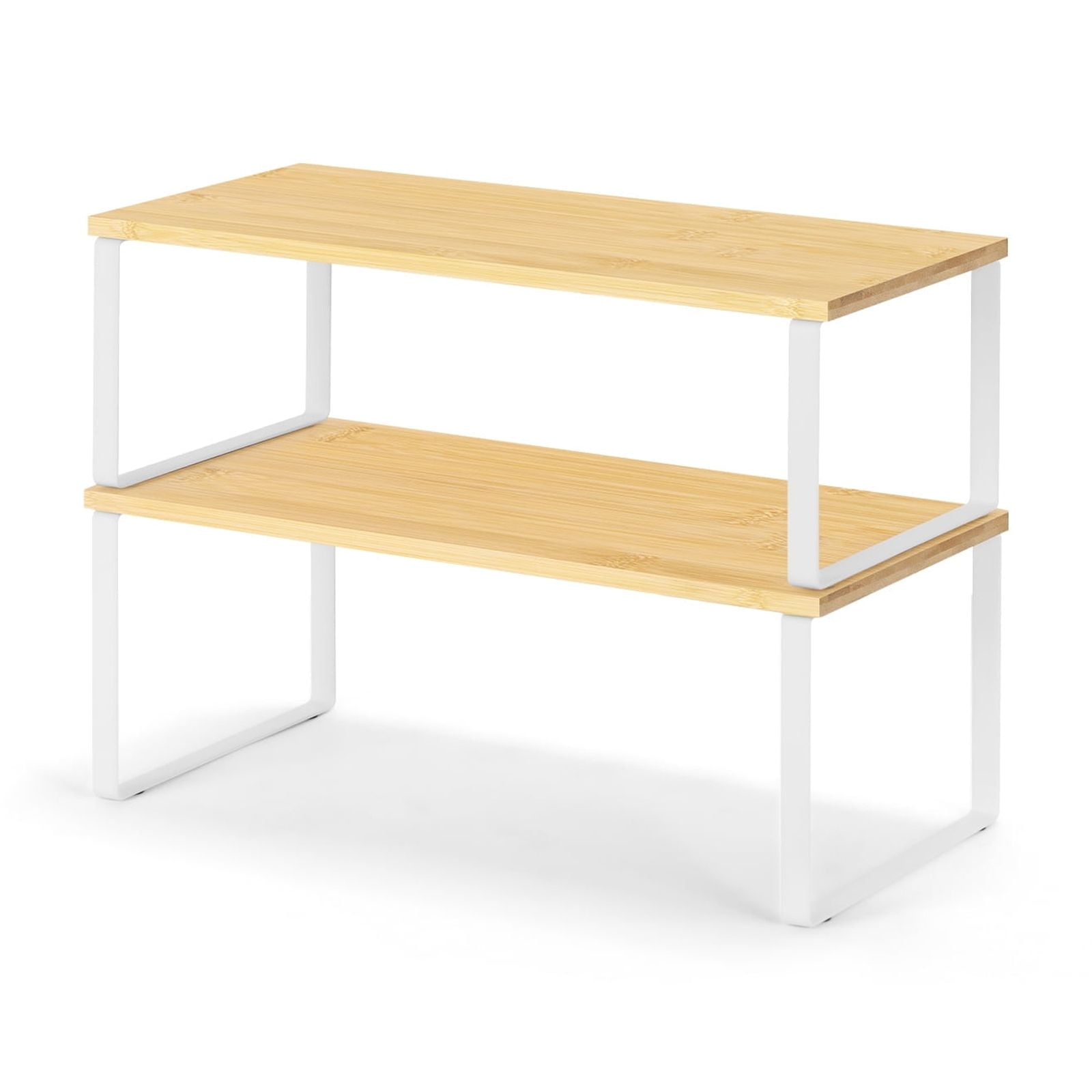 Set of 2 Extra Long White Bamboo Spice Racks, Expandable Kitchen ...