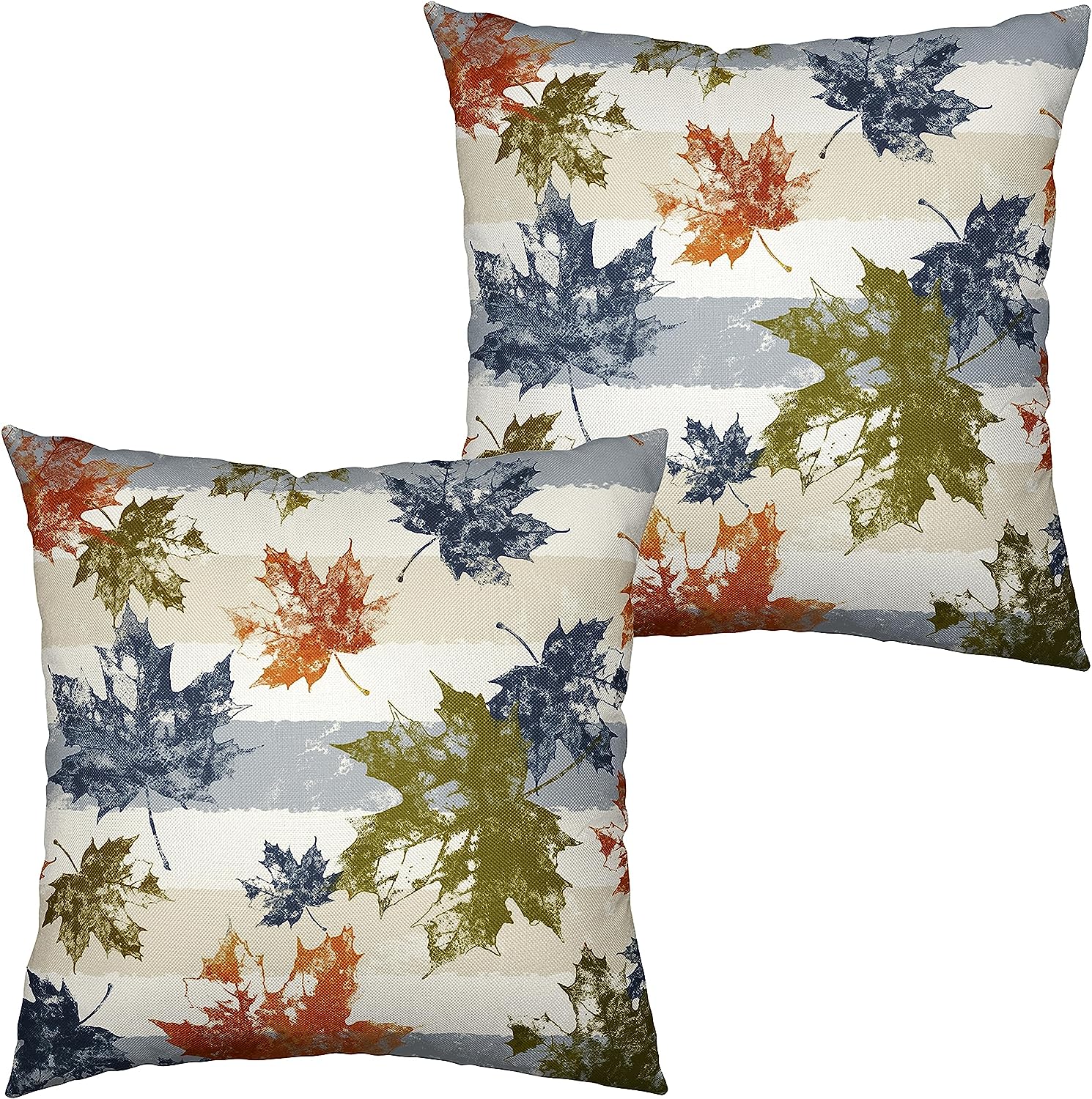 Set of 2 Fall Pillow Covers Maple Leaves Decorative Pillow Case 16x16 ...