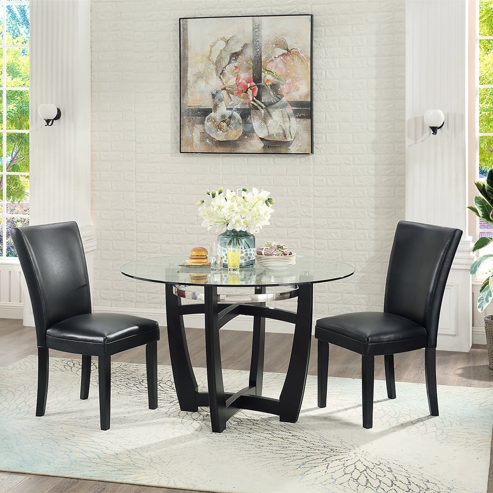 Set of 2 Faux Leather Dining Chairs, Upholstered Dining Chairs, Modern ...