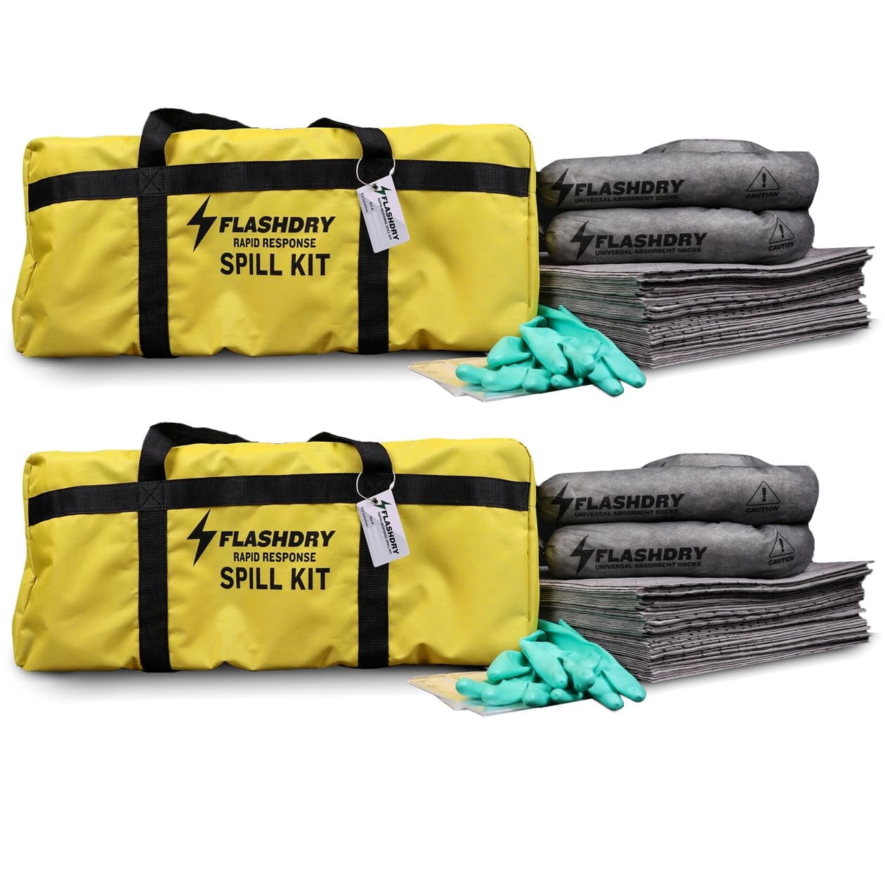 Set of 2 FlashDry Portable Complete Spill Kits with Yellow Duffle ...